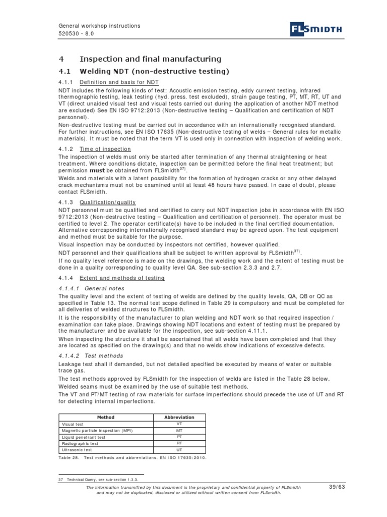 4 Inspection and Final Manufacturing: 4.1 Welding NDT (Non-Destructive ...