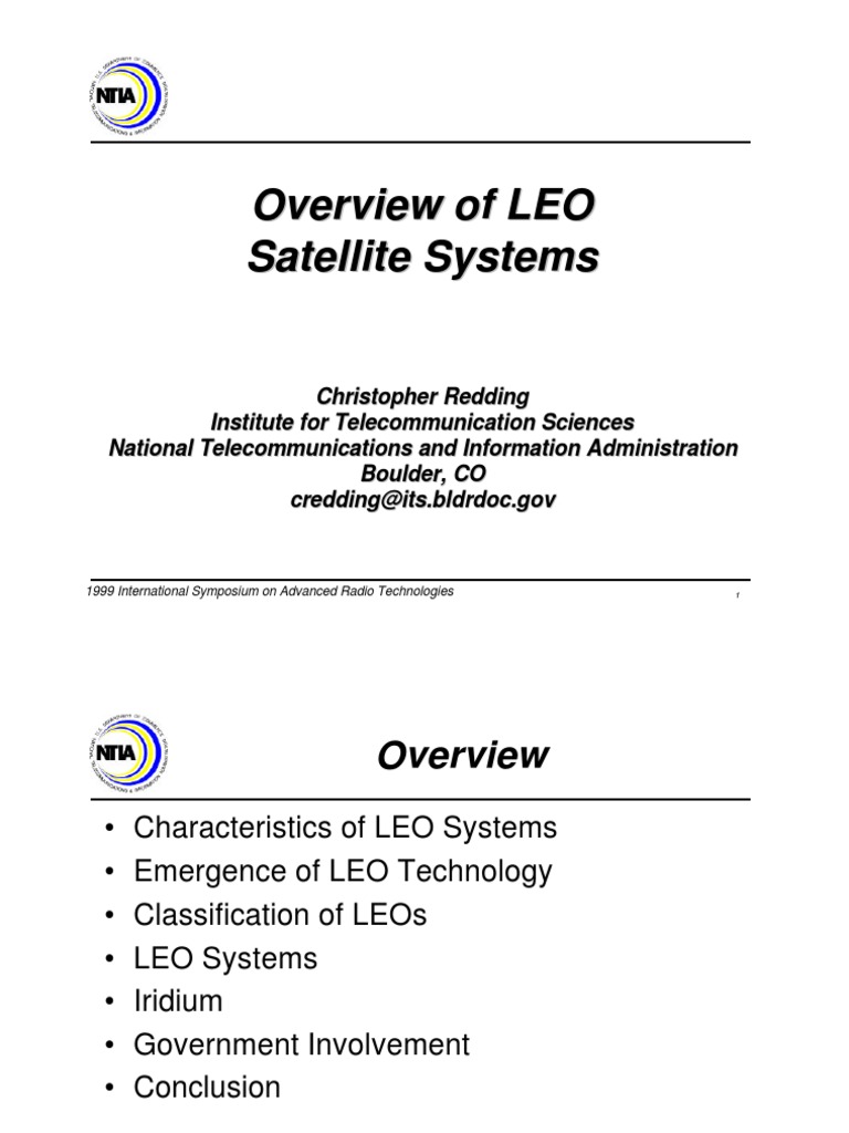 Overview of LEO Satellite Systems | PDF | Communications Satellite ...