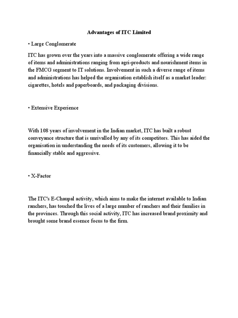 Advantages of ITC Limited and FMCG Goods | PDF | Retail | Brand