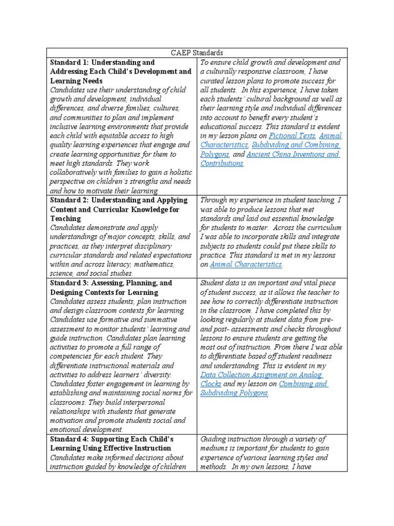 Caep Standards | PDF | Differentiated Instruction | Learning