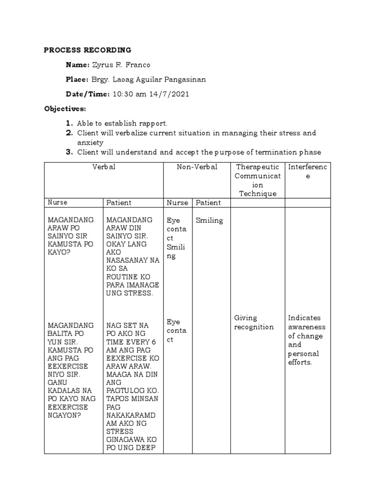 Process Recording | PDF