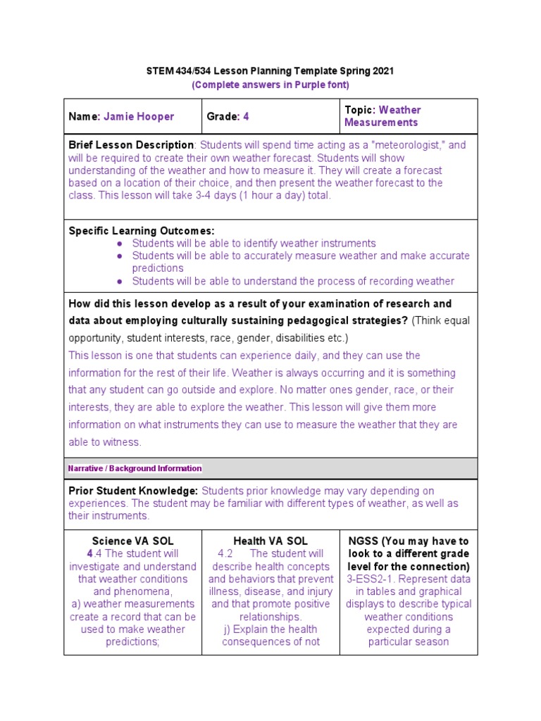 Lesson Plan 2 1 | PDF | Meteorology | Weather Forecasting