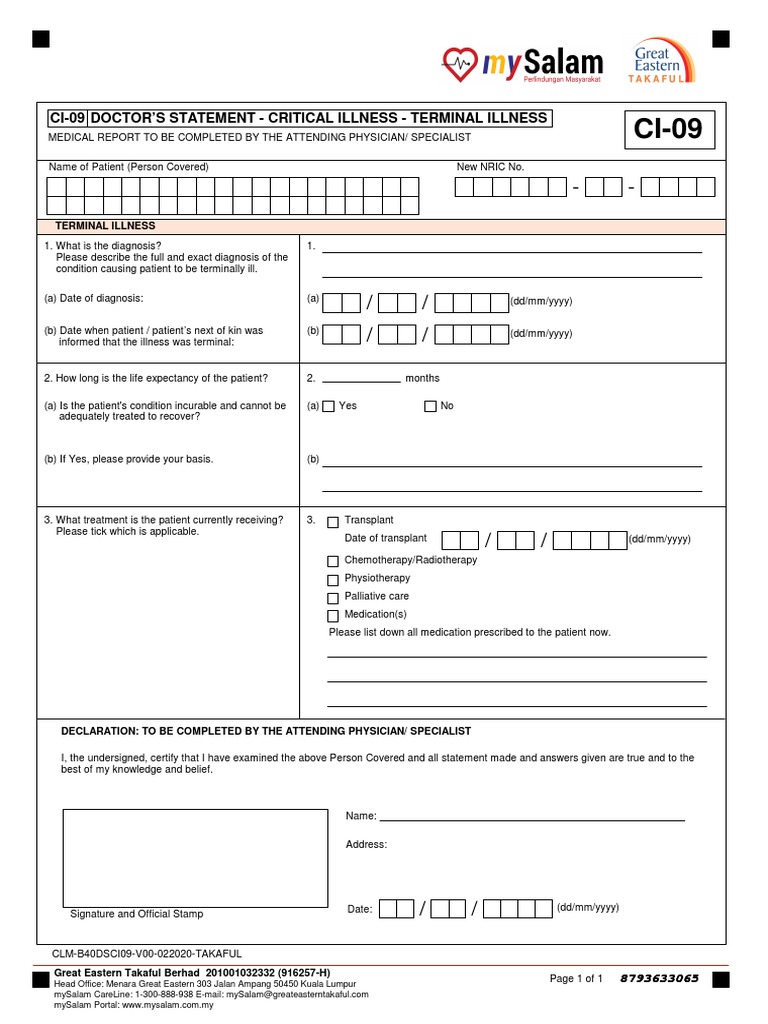 Terminal Illness Medical Report | PDF | Terminal Illness | Medical ...