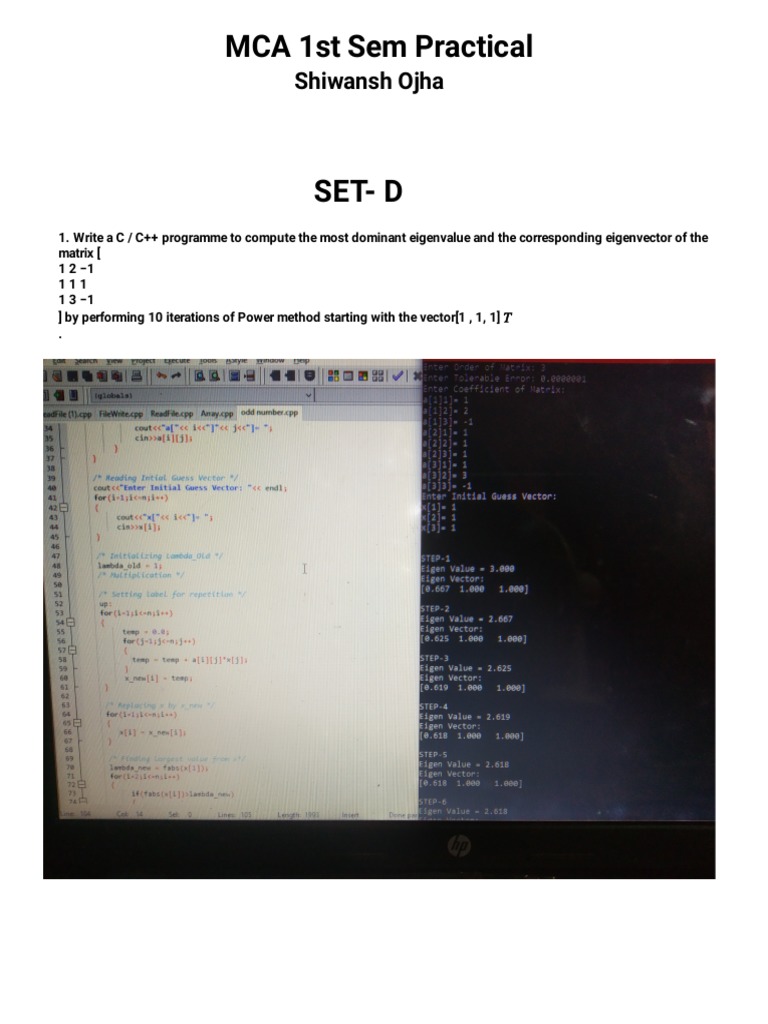 MCA 1st Sem Practical: Shiwansh Ojha | PDF | Teaching Methods & Materials | Computers