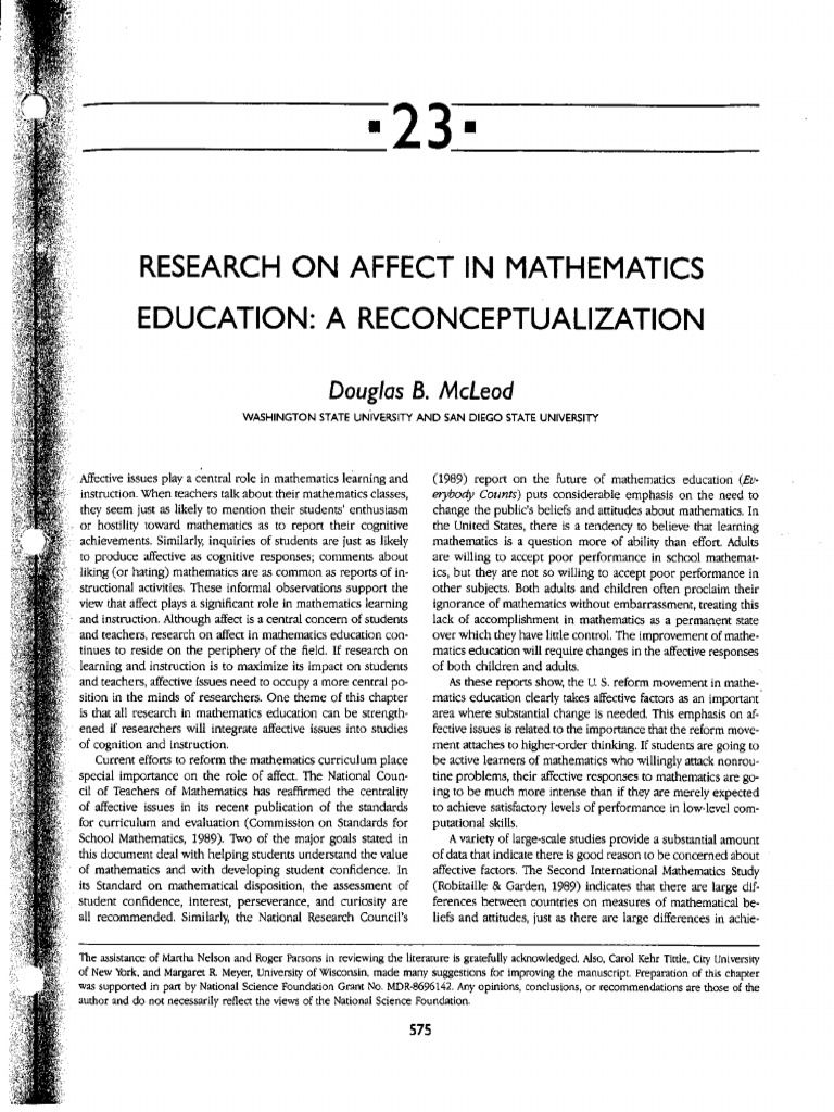 Research On Affect in Mathematics Educat | PDF