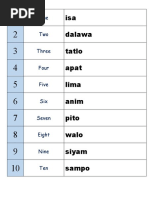 Mga Bilang 1-100 Tagalog With Symbol and Pronunciation | PDF