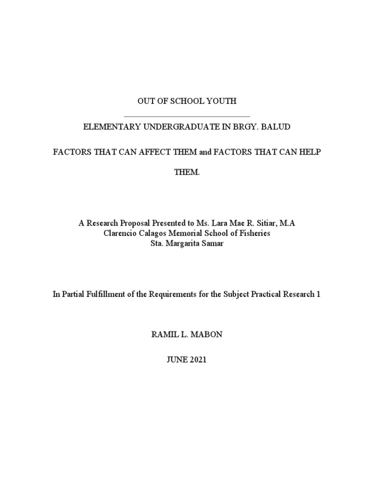 Research Paper Group 2 Out of School Youth-1 | Download Free PDF ...