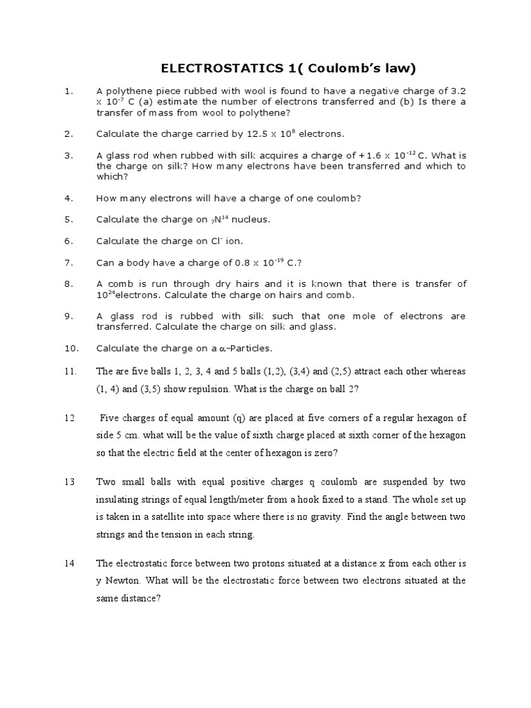 Electrostatics: Charge Calculations and Laws | PDF | Electric Charge ...