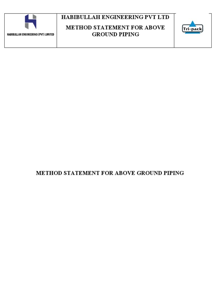 Method Statment For Above Ground Piping | PDF | Pipe (Fluid Conveyance ...
