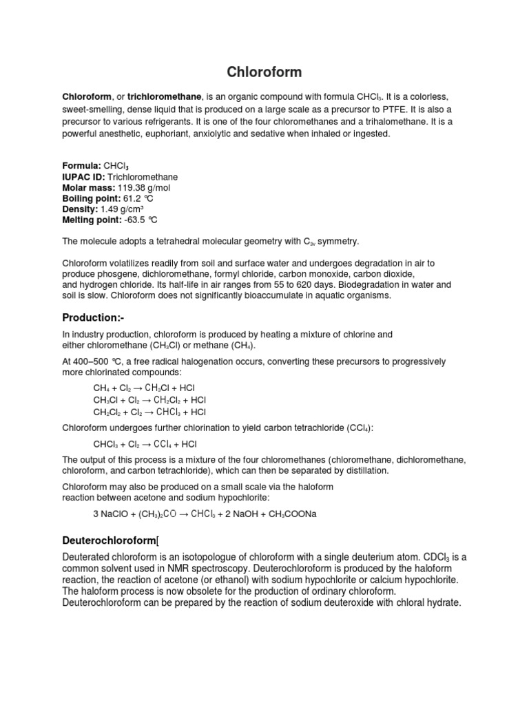About Chloroform | PDF | Chloroform | Physical Sciences