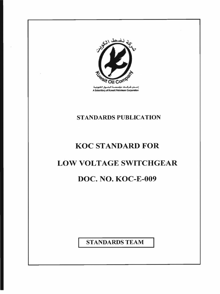 Koc Standard For Low Voltage Switchgear DOC. NO. KOC-E-009: Standards Publication | PDF ...