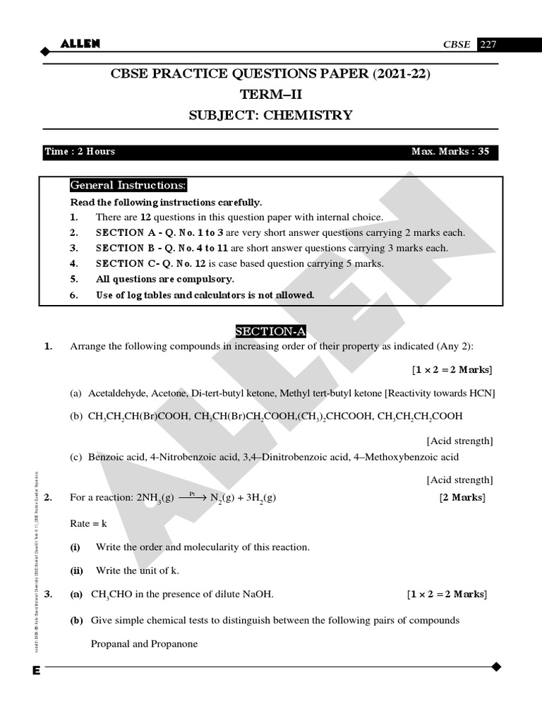 Allen: Cbse Practice Questions Paper (2021-22) Term-Ii Subject ...