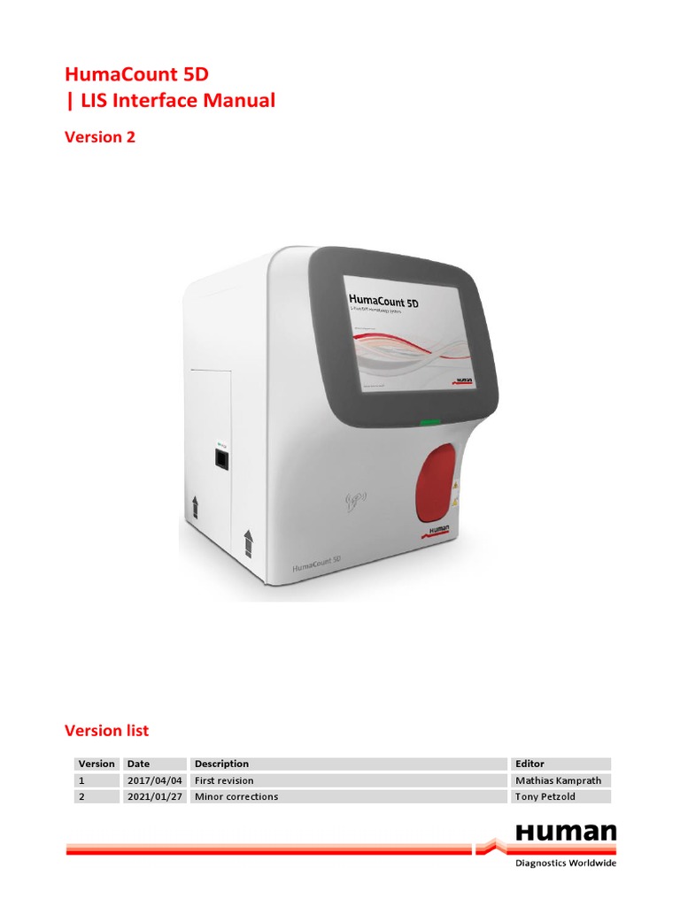 Humacount 5D - Lis Interface Manual: Version Date Description Editor | PDF | Ip Address | Computing