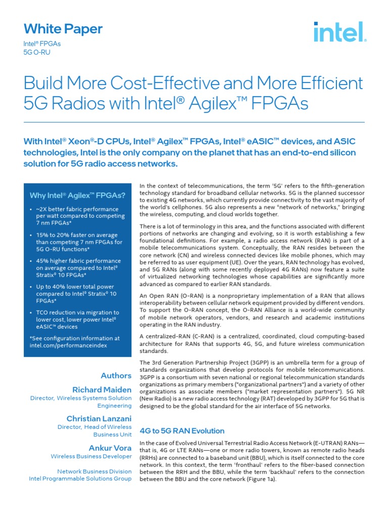 Build 5g Radios With Agilex Fpgas White Paper | PDF