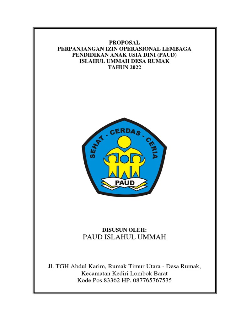 Contoh Proposal Perpanjangan Izin Operasional Paud | PDF