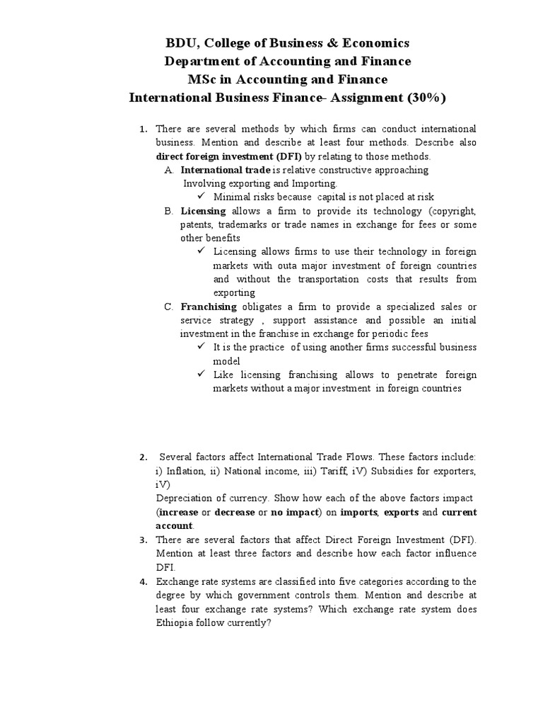 Assignment On IBF | PDF | Exchange Rate | Purchasing Power Parity