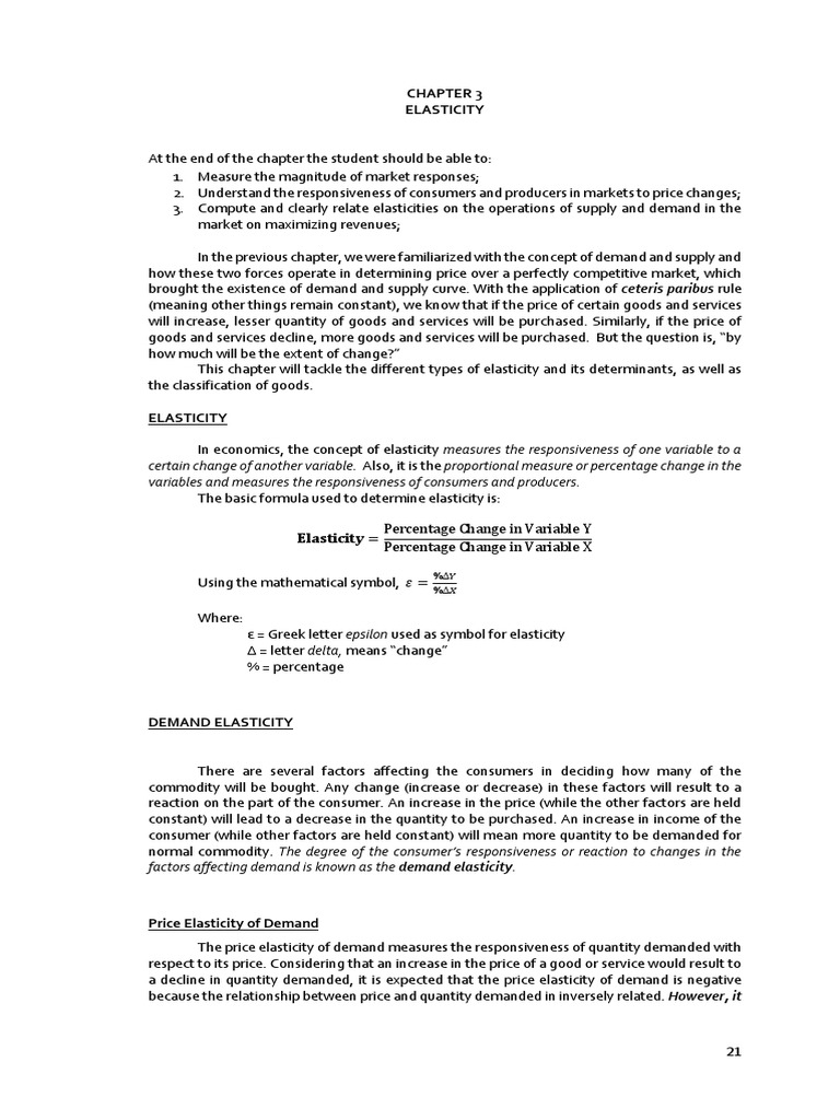 CHAPTER 3-Elasticity | PDF | Demand | Price Elasticity Of Demand