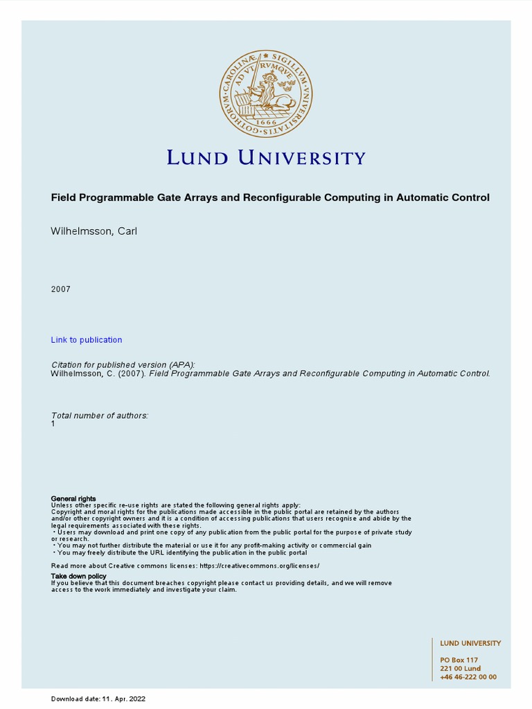 Field Programmable Gate Arrays And Reconfigurable Computing In Automatic Control Pdf Field