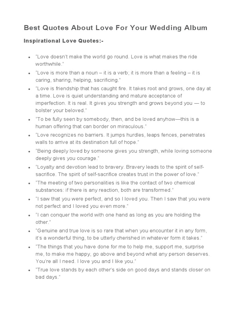 Best Quotes About Love For Your Wedding Album | PDF | Love