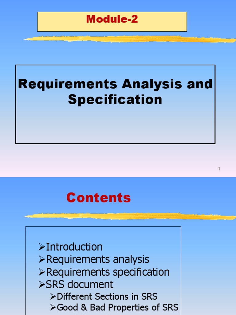 Requirements Analysis and Specification: Module-2 | PDF | Specification ...