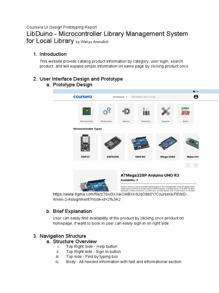 Coursera UI Design Prototyping Report - LibDuino | PDF