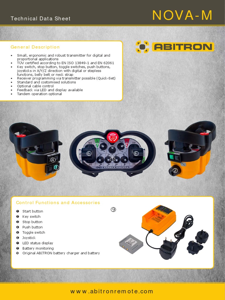 Abitron Technical Data Sheet NOVA-M | PDF | Switch | Transmitter