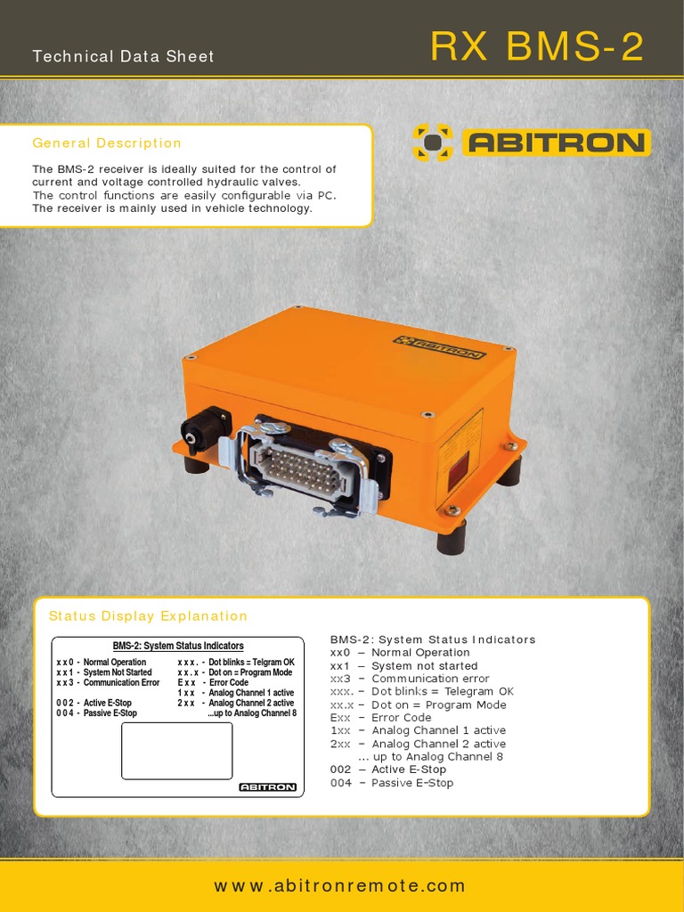 ABITRON Technical Data Sheet RX BMS-2 | PDF | Antenna (Radio) | Equipment