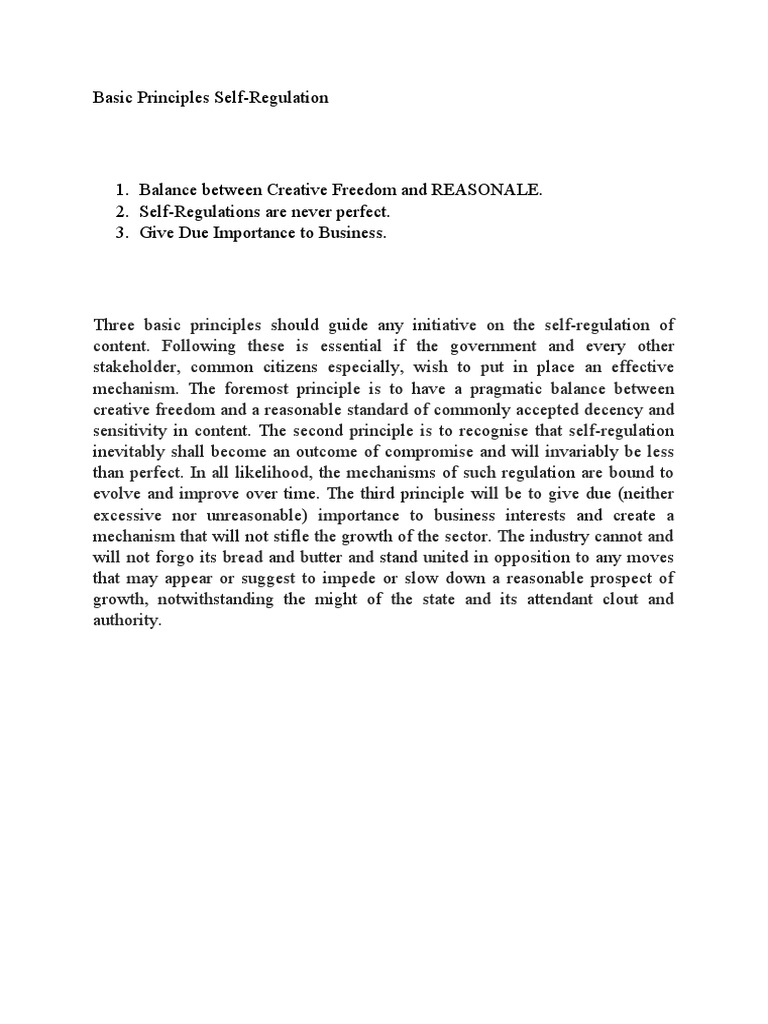 Principles of Effective Content Self-Regulation | PDF