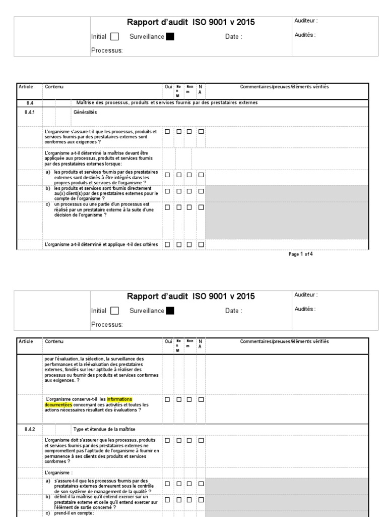 Rapport D'audit - Processus Achat | PDF | Audit | Système de management de la qualité