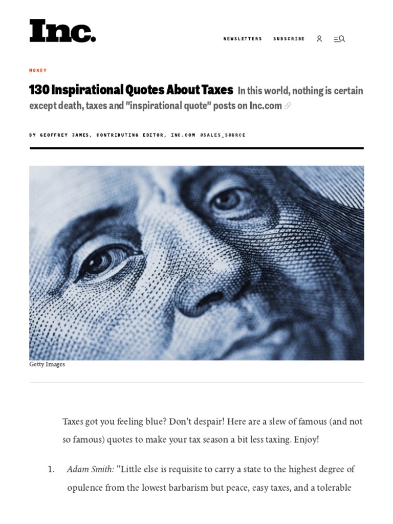130 Inspirational Quotes About Taxes | PDF | Taxes | Income Tax