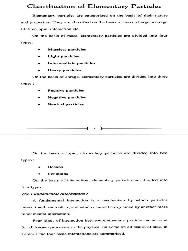 Particles Light Intermediate Particles Heavy Particles | PDF ...
