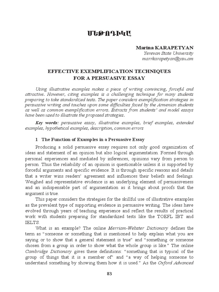 Marina Karapetyan Effective Exemplification Techniques For A Persuasive ...