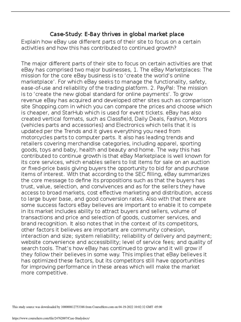 Ebay Case Study Cheat Code | PDF | E Bay | Auction