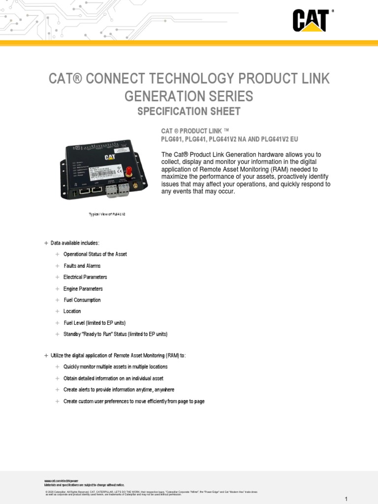 Cat® Connect Technology Product Link Generation Series: Specification ...