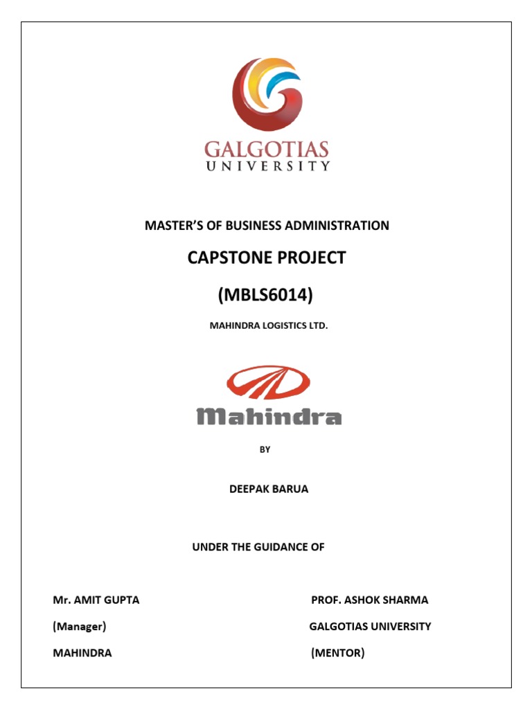 Deepak Barua - (CAPSTONE PROJECT REPORT) | Download Free PDF | Supply Chain Management | Supply ...