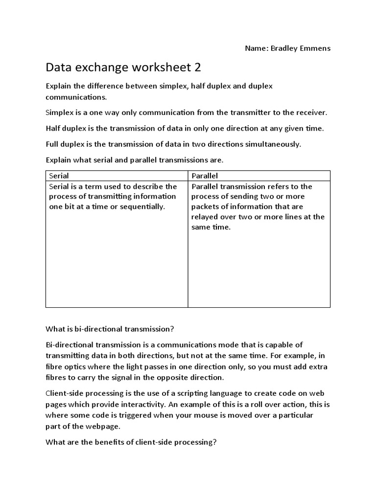 Data Exchange Worksheet 2 Bradley | Download Free PDF | World Wide Web ...