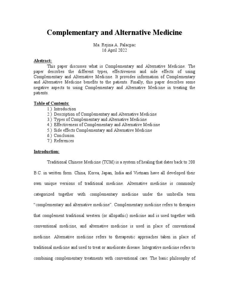 Complementary and Alternative Medicine | PDF | Alternative Medicine ...