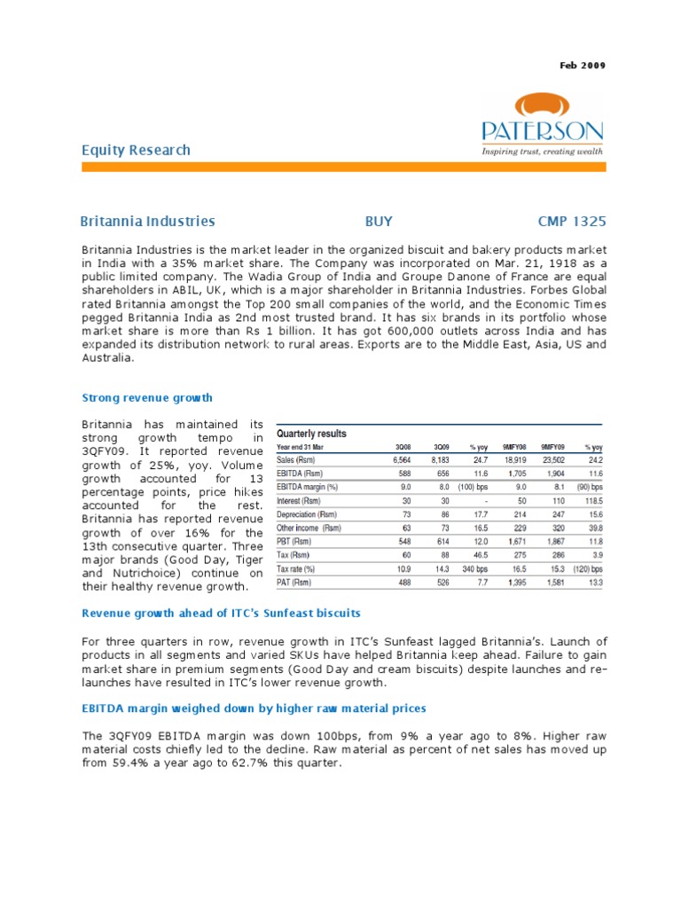 Britannia Ind - Paterson | PDF | Economies | Earnings