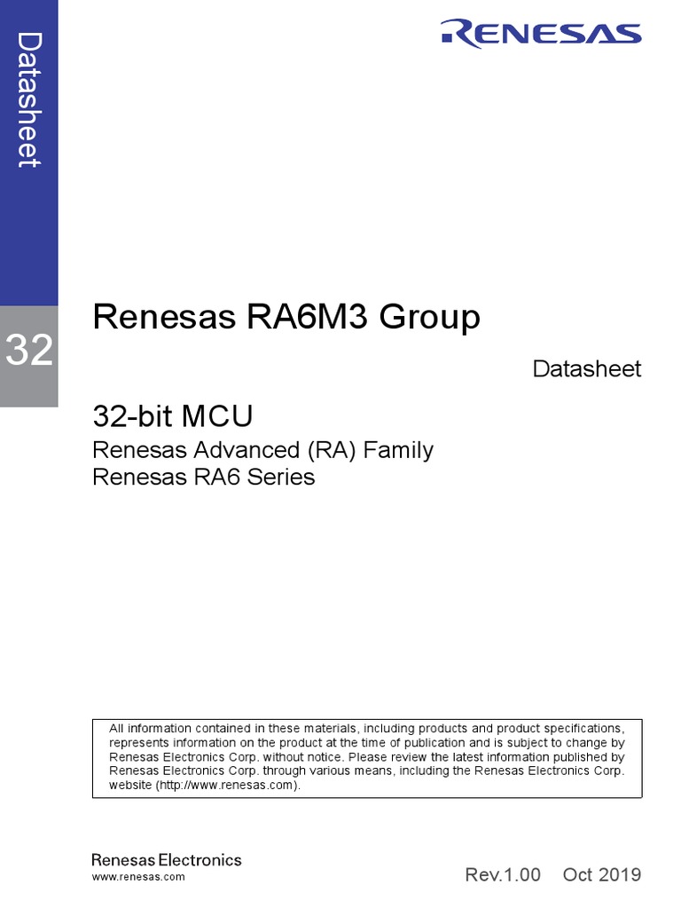 Datasheet RA6M3 MCU | PDF | Teaching Methods & Materials | Computers