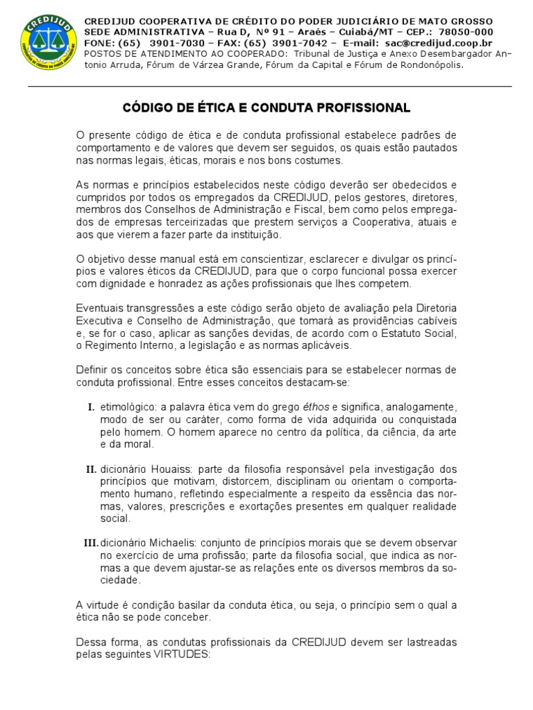 Codigo de Ética e Conduta Profissional | PDF | Cooperativa | Moralidade