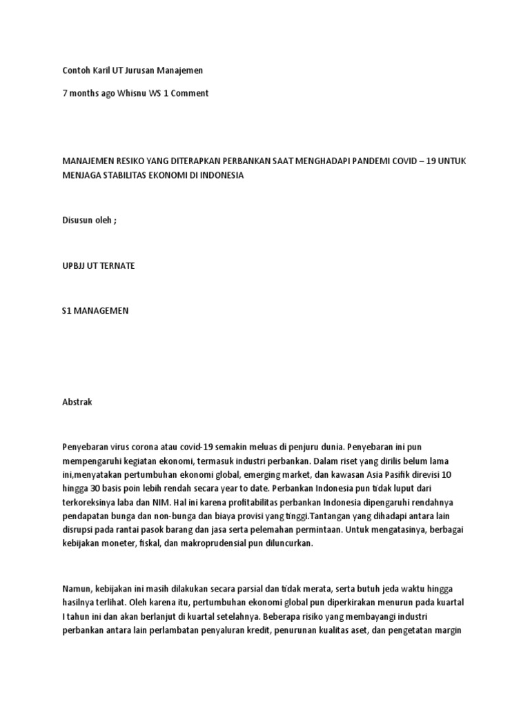 Karil Ut Jurusan Manajemen 01 | PDF