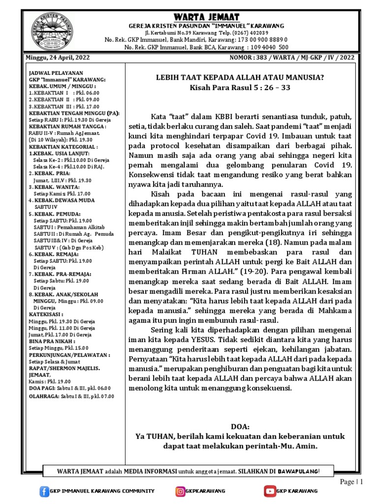 Warta JMT 24-04-2022 | PDF