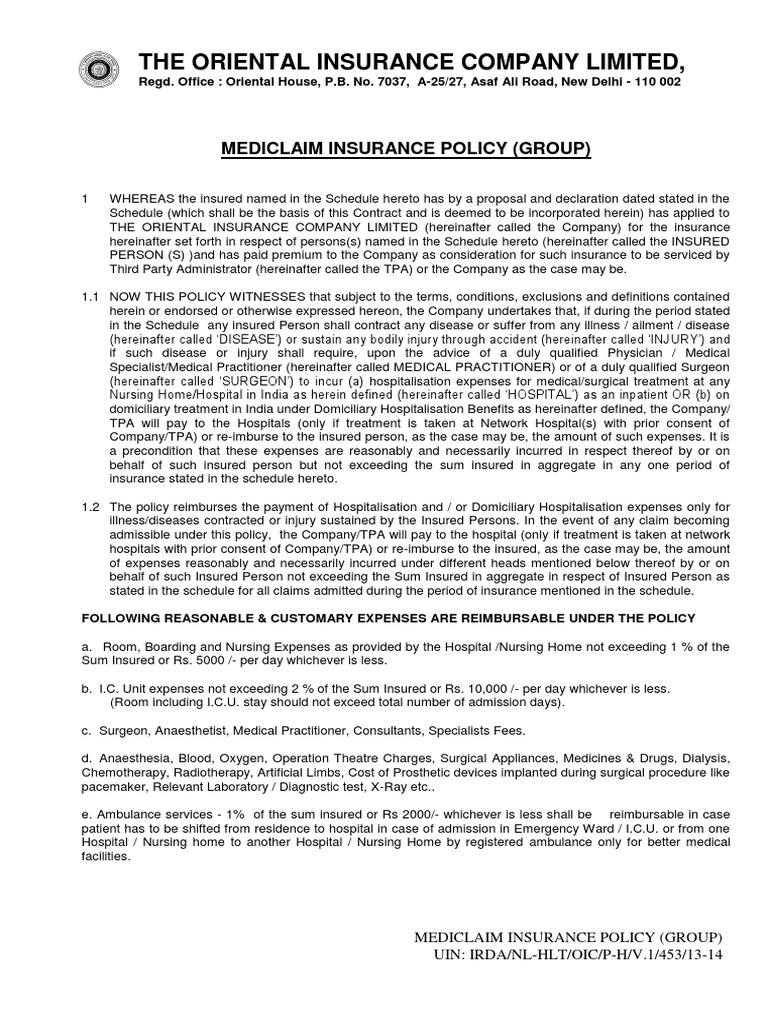 Group Mediclaim Insurance Guide | PDF | Hospital | Insurance