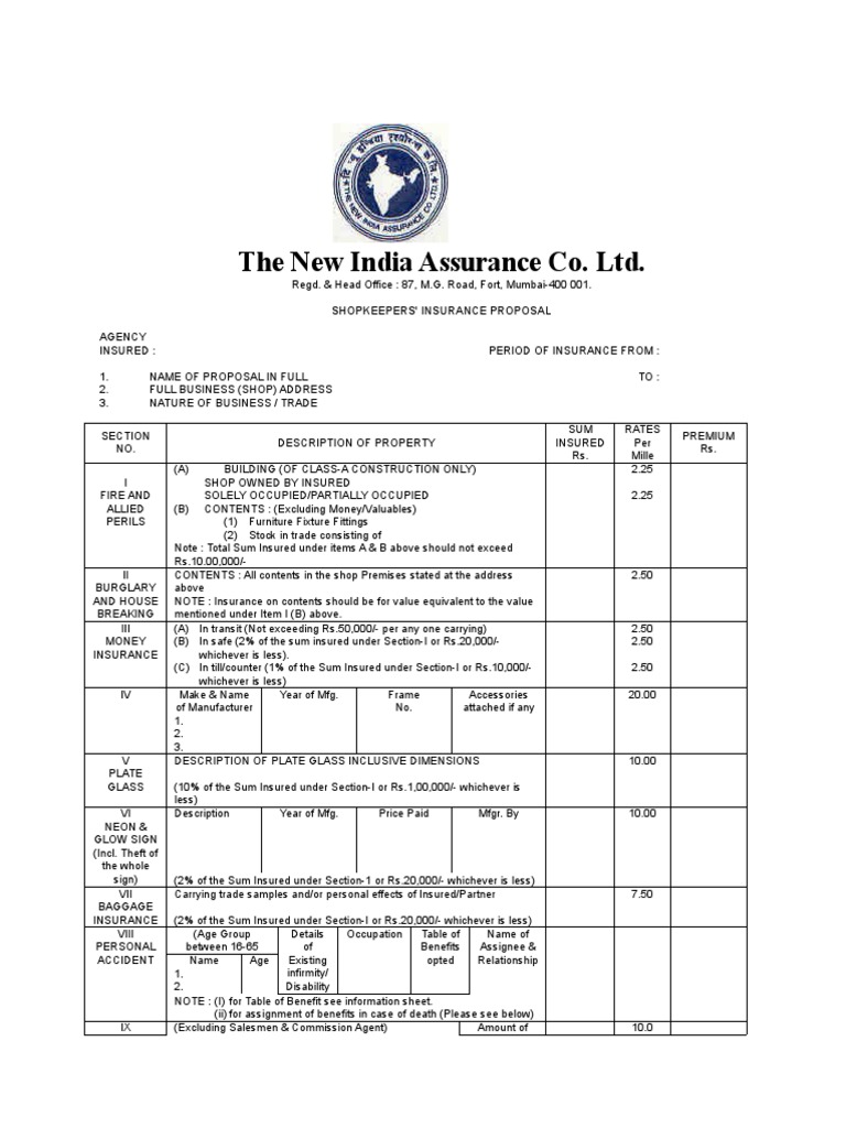 Proposal Form | PDF | Insurance | Economies