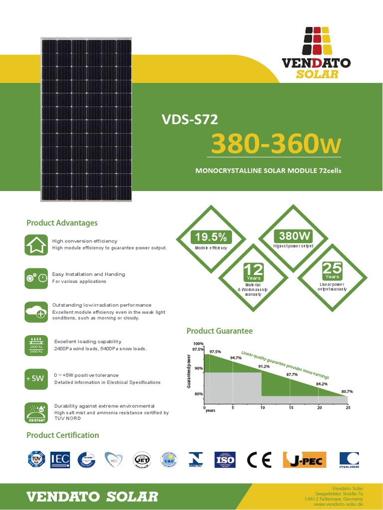 VDS-S72: Product Advantages | PDF | Fuse (Electrical) | Solar Panel