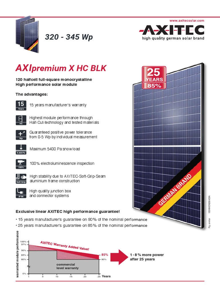 Axitec Prem X Datasheet | PDF | Solar Panel | Electric Power