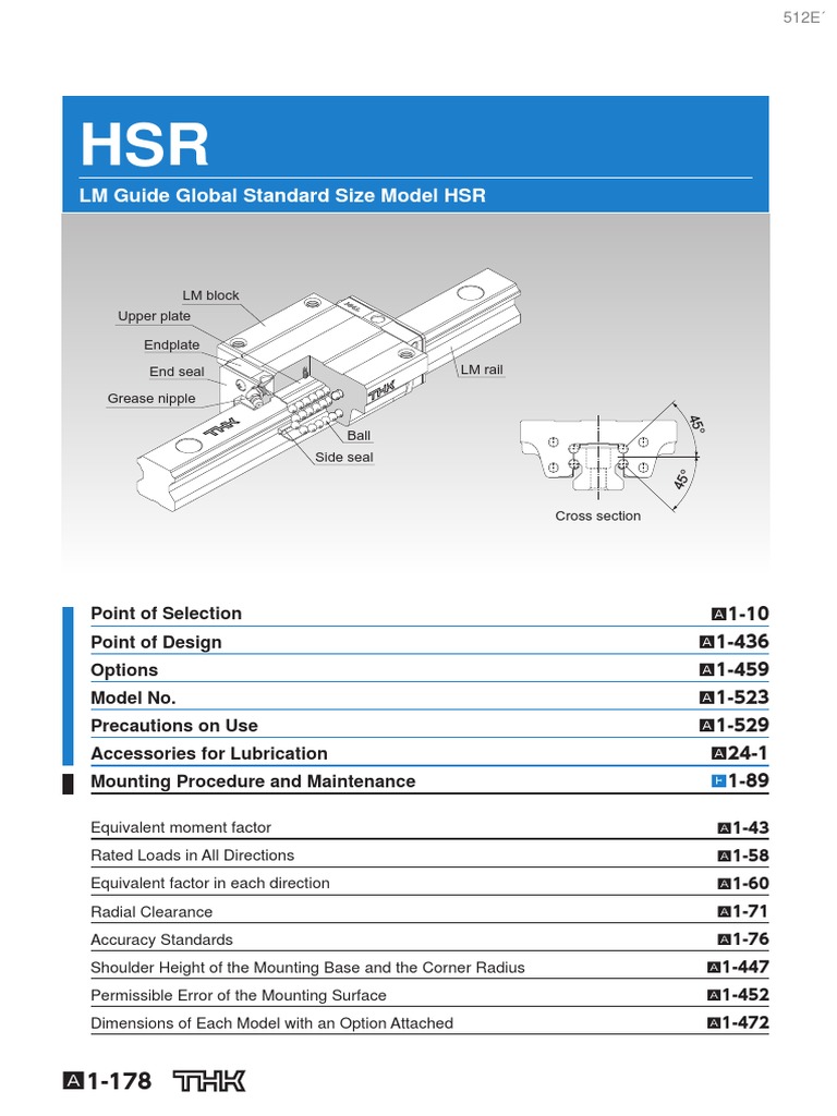 High Performance Linear Motion Guide Catalog: THK HSR Series 4-Way Equal Load Linear Motion ...