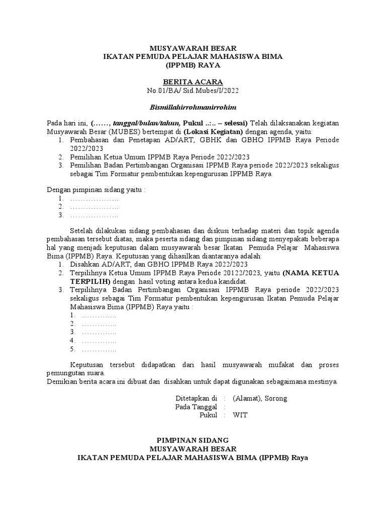 Berita Acara - MUBES IV | PDF