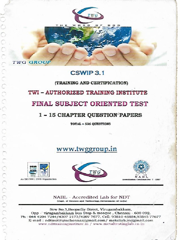 Cswip Chapter 1-15 MCQ Part 1 | PDF
