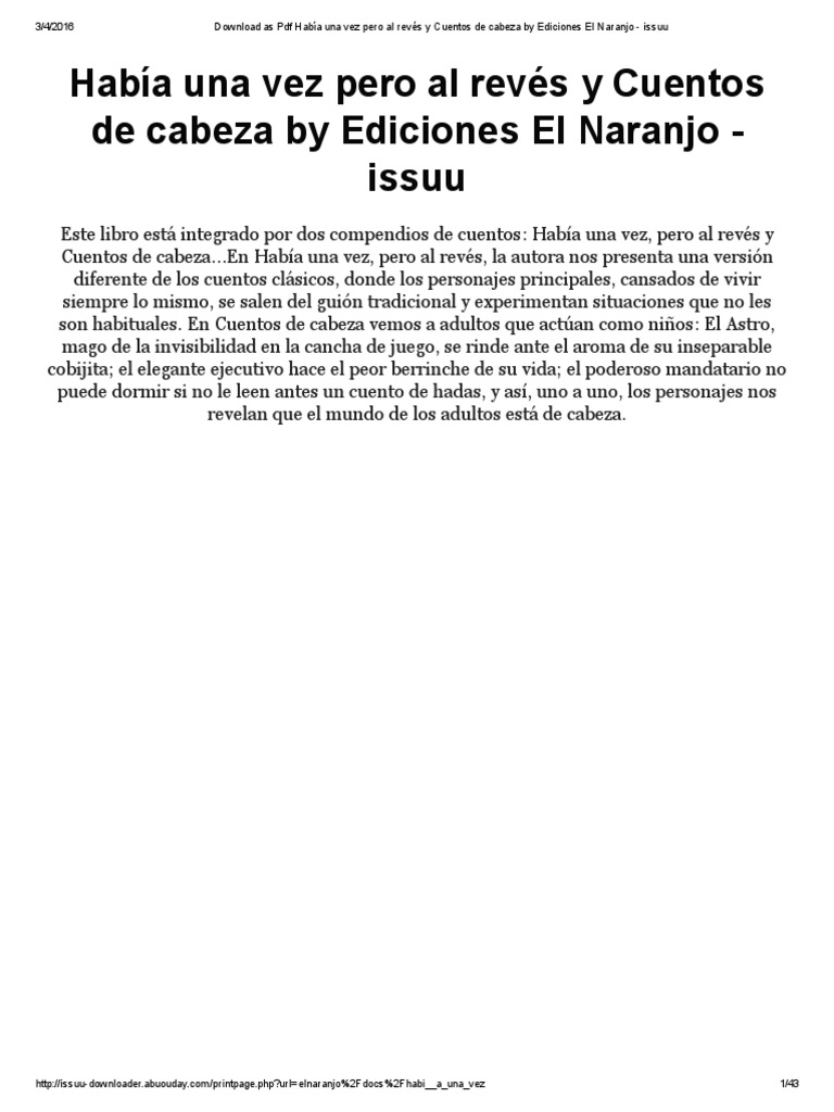 Había Una Vez Pero Al Revés y Cuentos de Cabeza by Ediciones El Naranjo - Issuu | PDF